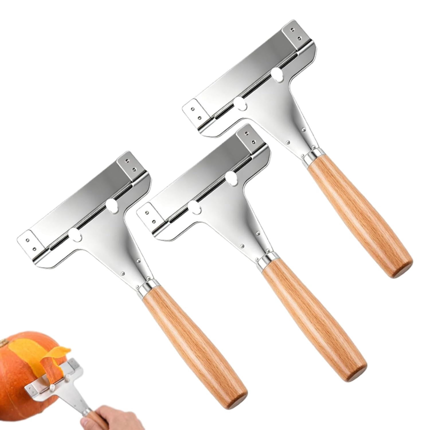 Adjustable Vegetable Peeler, Stainless Steel Peeler with Wooden Handle ...