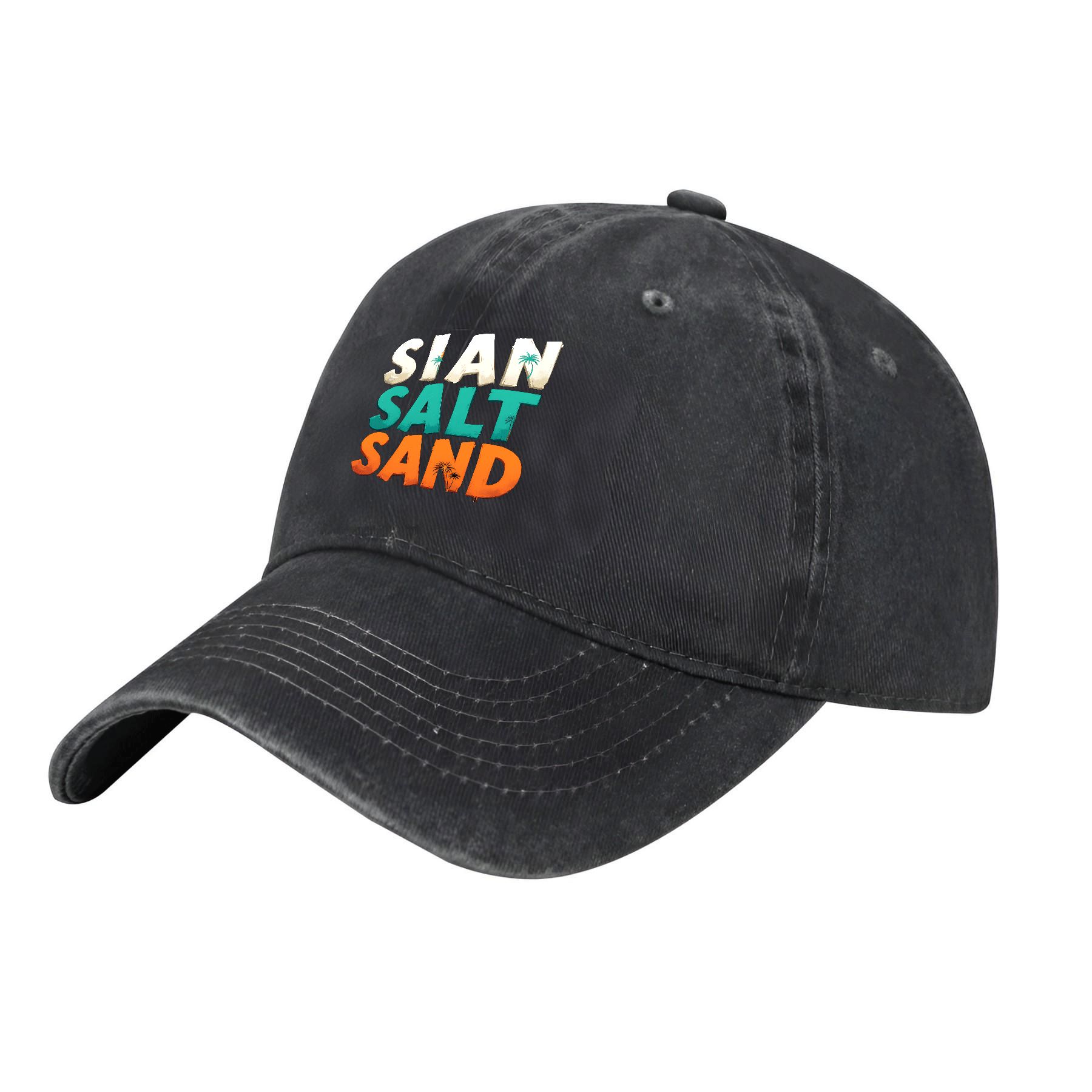 Adjustable Vintage Cotton Washed Distressed Baseball Cap - Black with ...