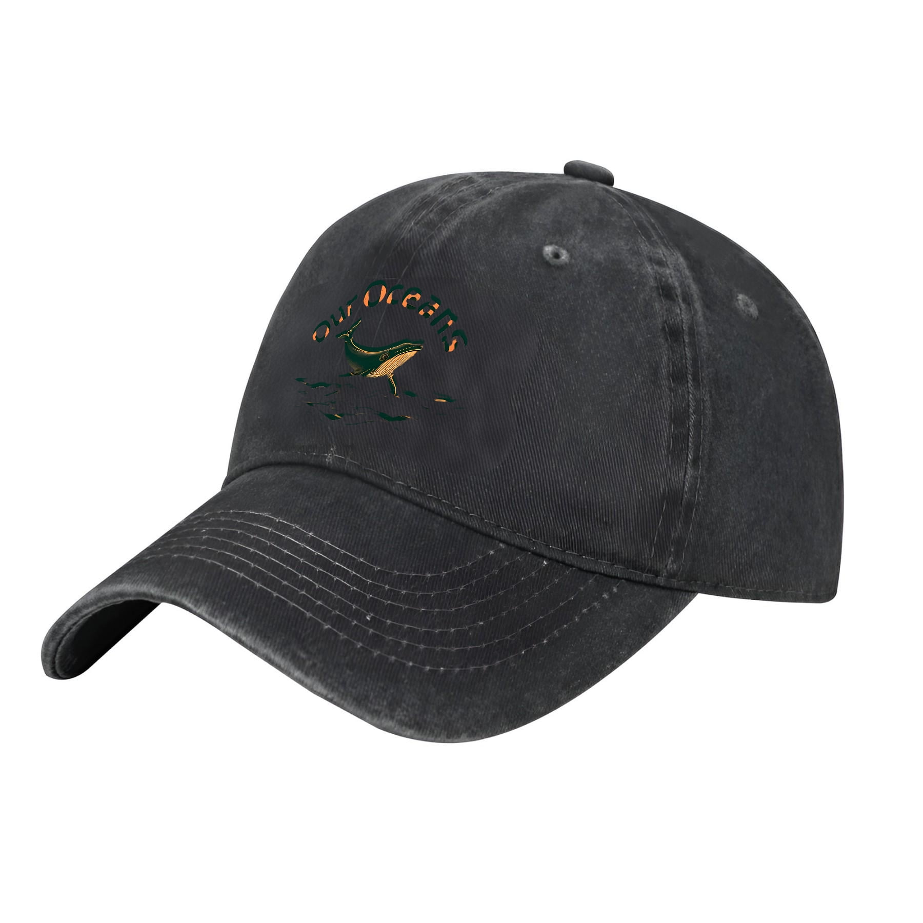 Adjustable Vintage Cotton Washed Distressed Baseball Cap - Black with ...