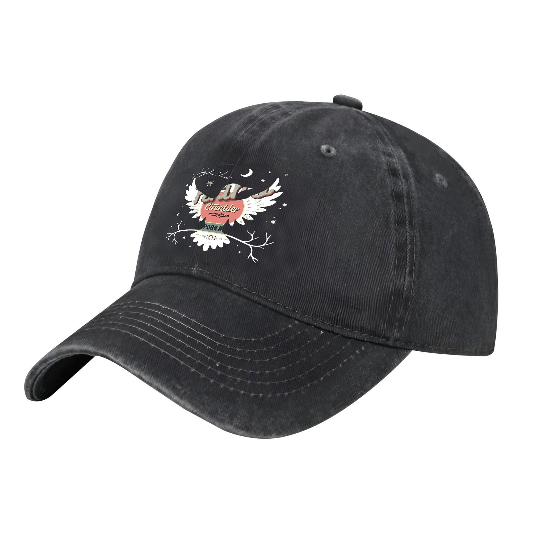 Adjustable Vintage Cotton Washed Distressed Baseball Cap - Black with ...