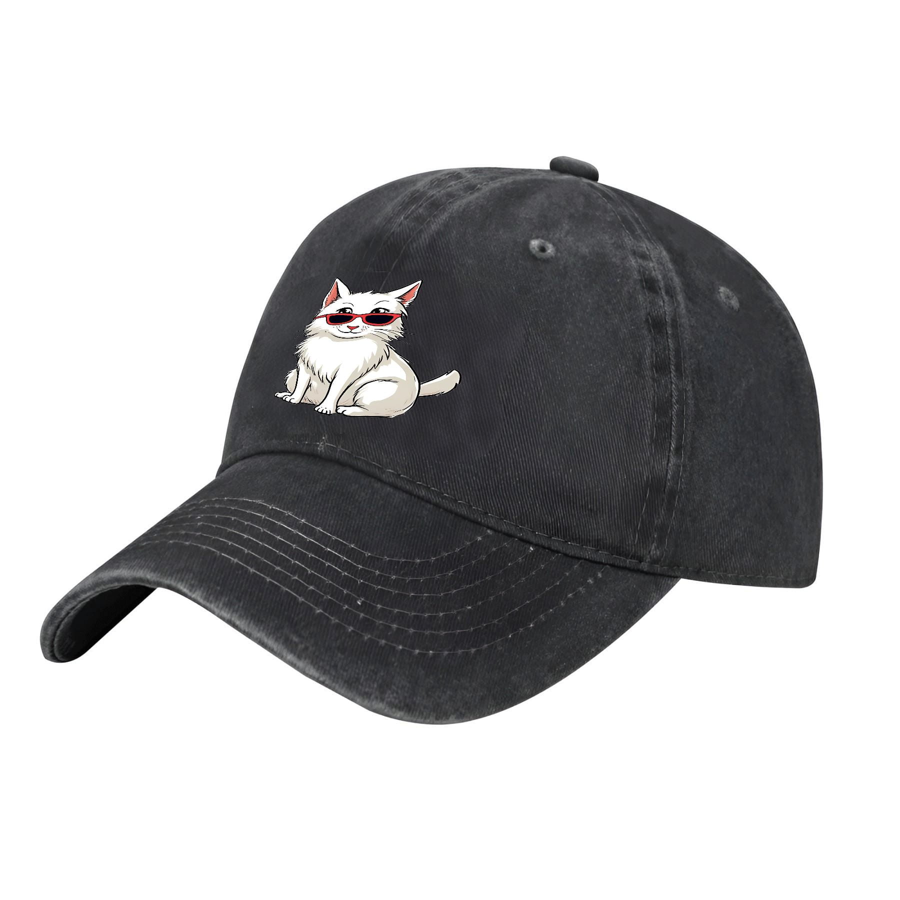 Adjustable Vintage Cotton Washed Distressed Baseball Cap - Black with ...