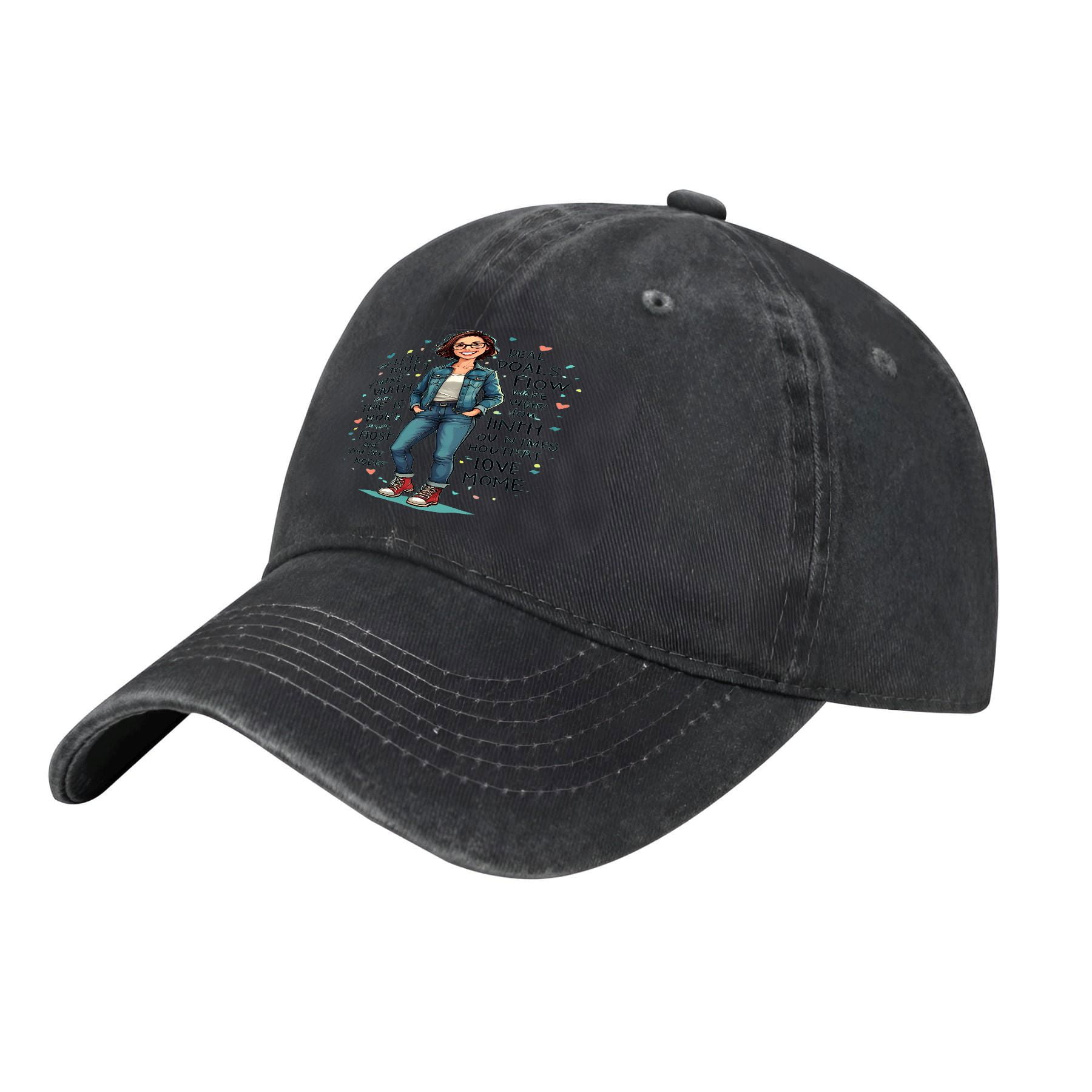Adjustable Vintage Cotton Washed Distressed Baseball Cap with Cartoon ...