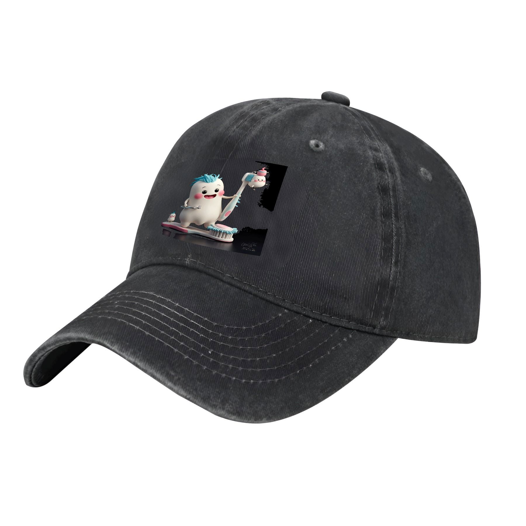 Adjustable Vintage Cotton Washed Distressed Baseball Cap with Cartoon ...
