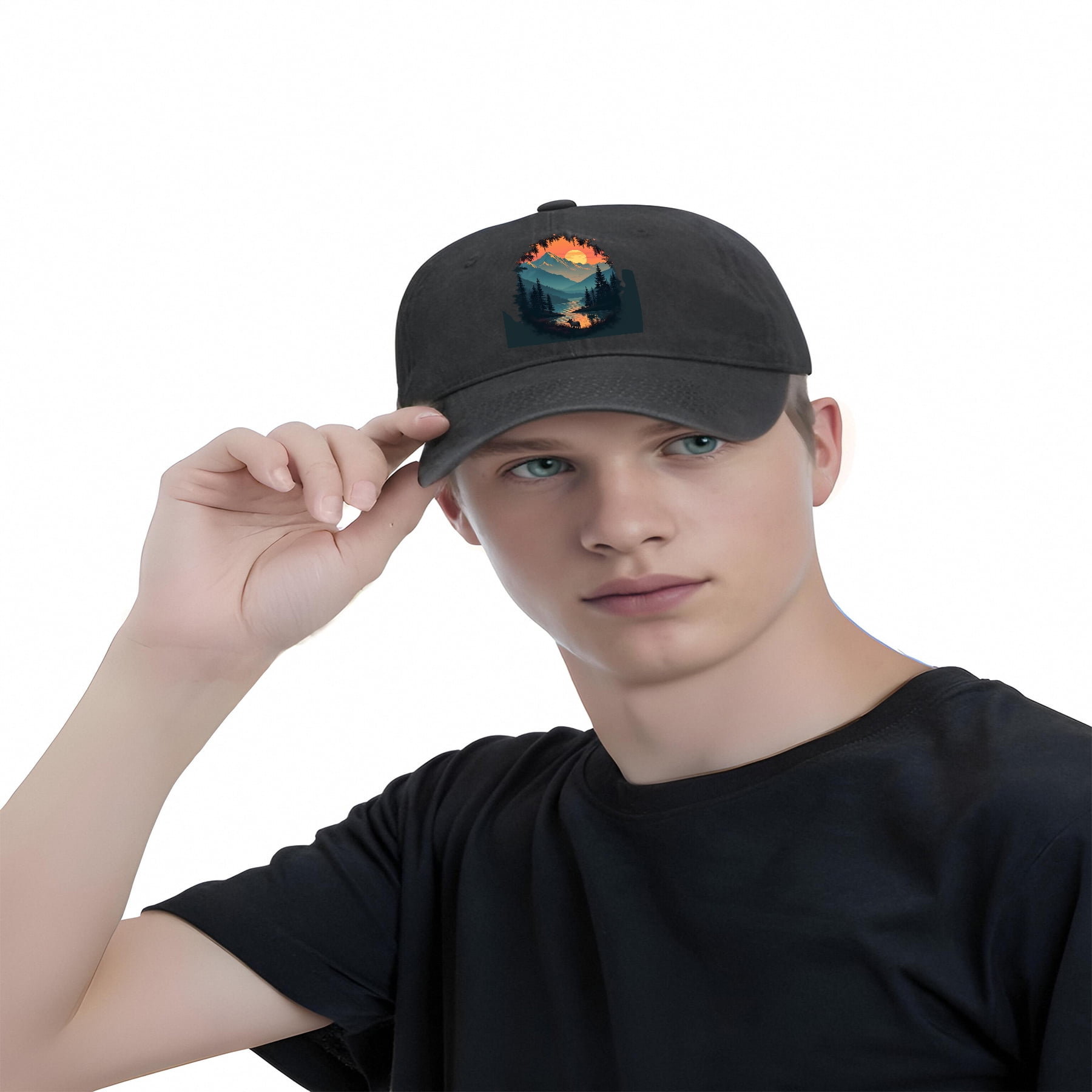 Adjustable Vintage Cotton Washed Distressed Baseball Cap with Serene ...