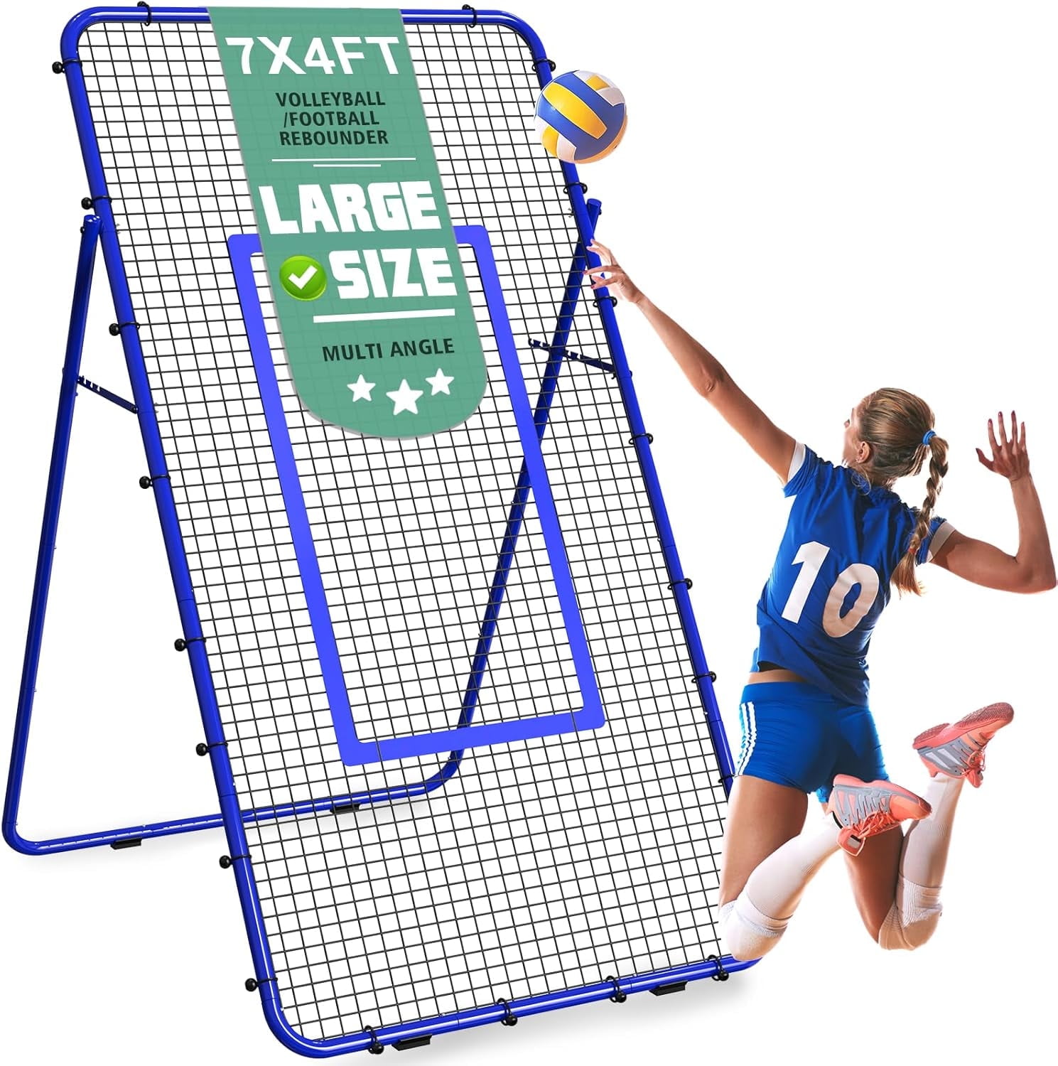Adjustable Volleyball Rebounder Net 7x4 FT, Steel Frame & High-Tension ...
