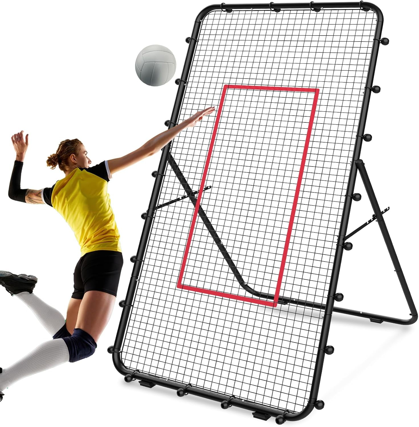 Adjustable Volleyball Rebounder Net 7x4 FT, Steel Frame & High-Tension ...