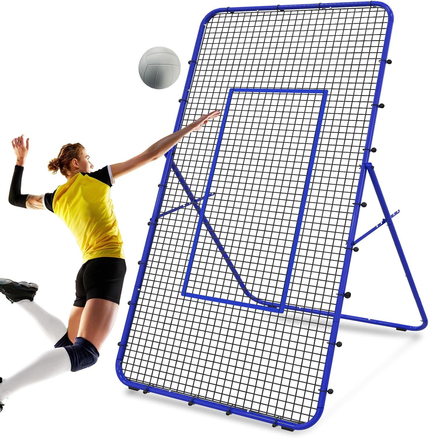 Adjustable Volleyball Rebounder Net 7x4 FT, Steel Frame & High-Tension ...