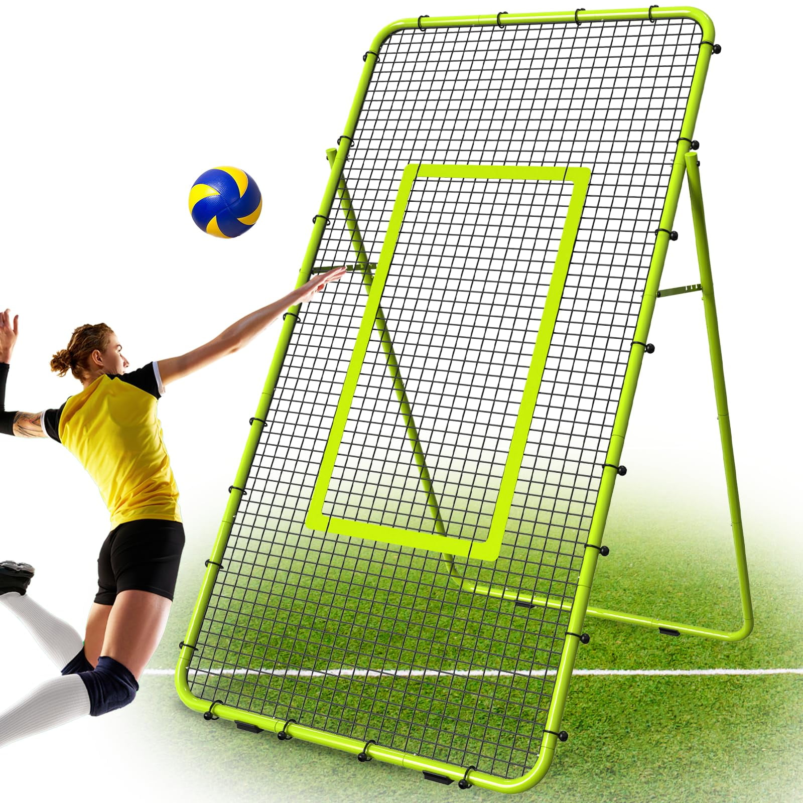 Adjustable Volleyball Rebounder Net 7x4 FT, Steel Frame & High-Tension ...