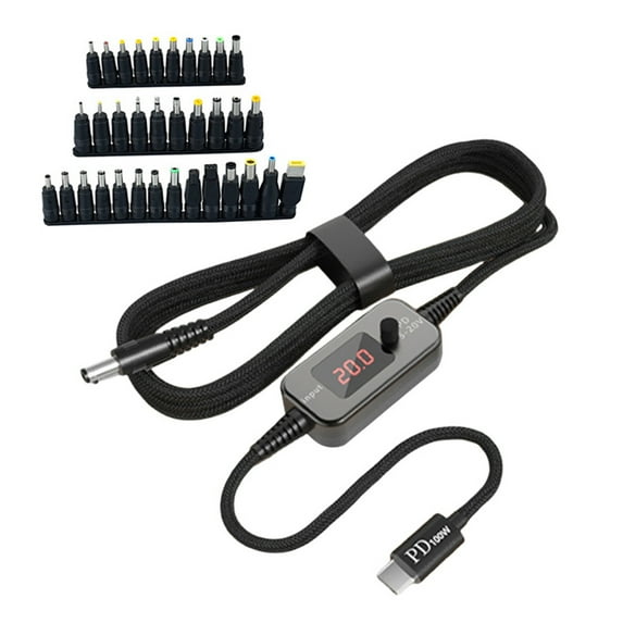 Adjustable Voltages USB C To DC5521 Charging Cable PD100W With 34 ...