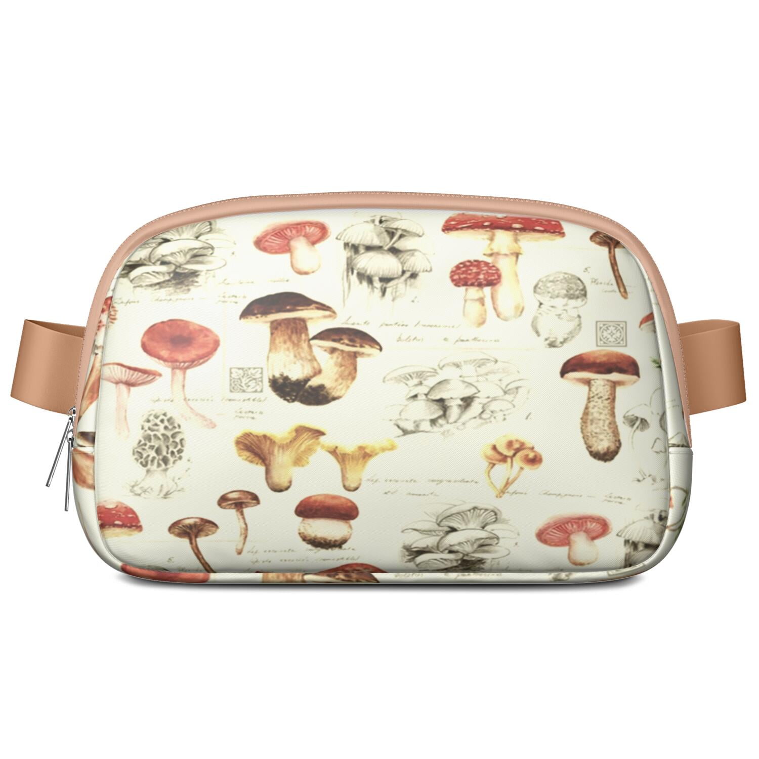 Adjustable Waist Bag with Vintage Mushroom Print – Waterproof Fanny ...