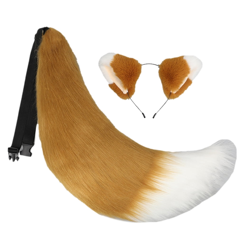 Adjustable Waist Buckle Fox Tail Fox Tail Cats Clip Ears Sets Faux Fur ...