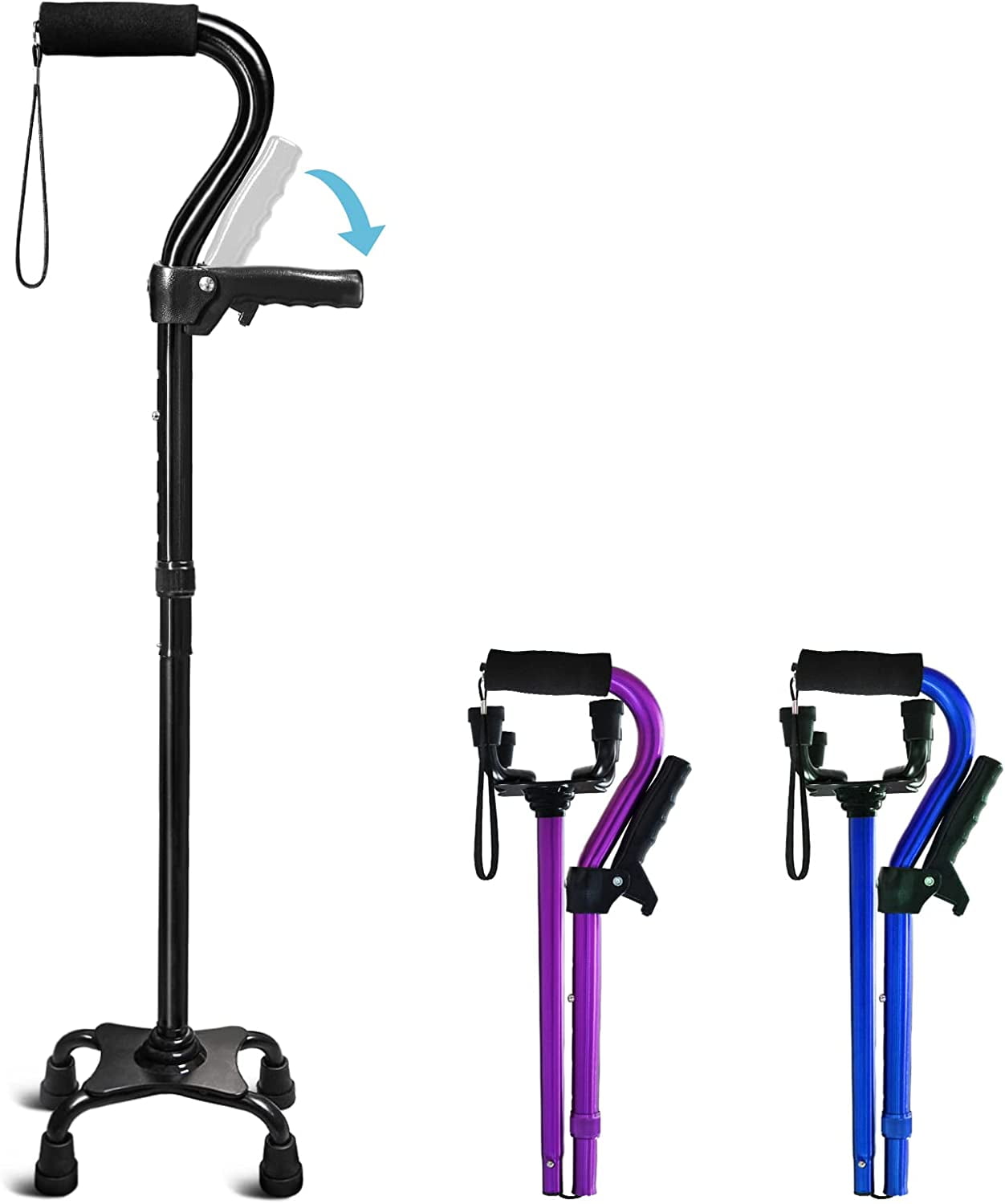 Adjustable Walking Cane for Men & Women with 4-Pronged Base for Extra ...