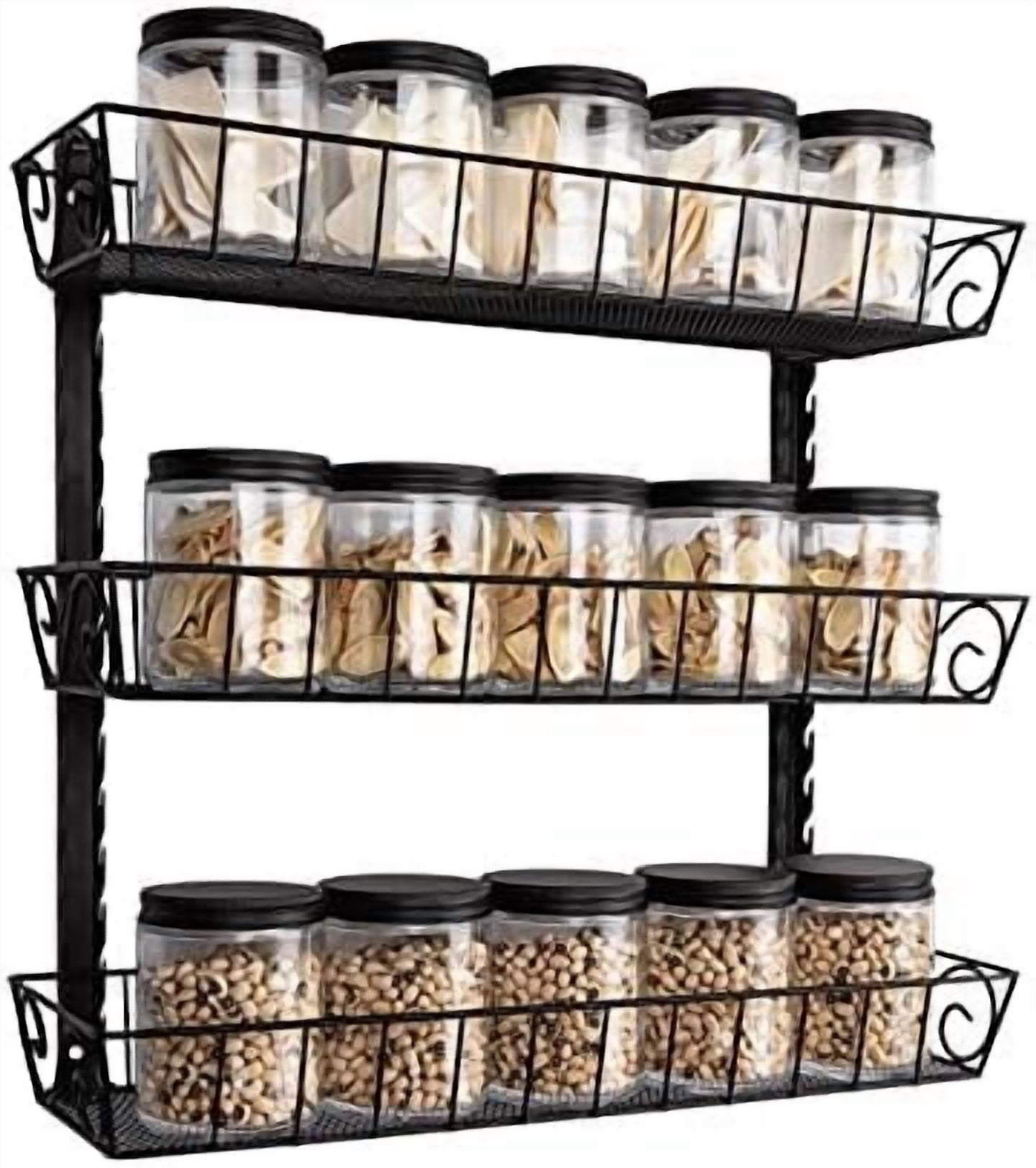 Adjustable Wall Mount Spice Rack, 3-Tier Dual-use (Multi-use) Organizer ...
