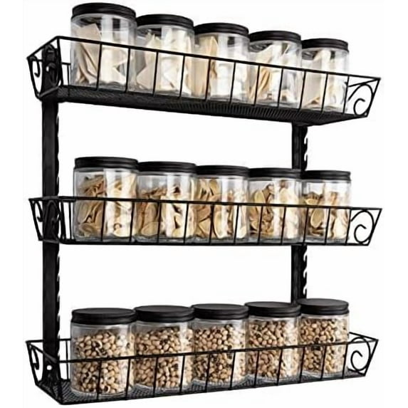 Adjustable Wall Mount Spice Rack, 3-Tier Dual-use (Multi-use) Organizer ...