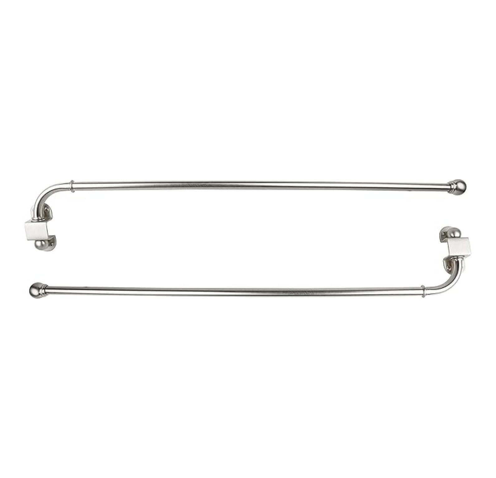 Adjustable Wall Mounted Curtain Rods 24-38", Brushed Steel - French ...