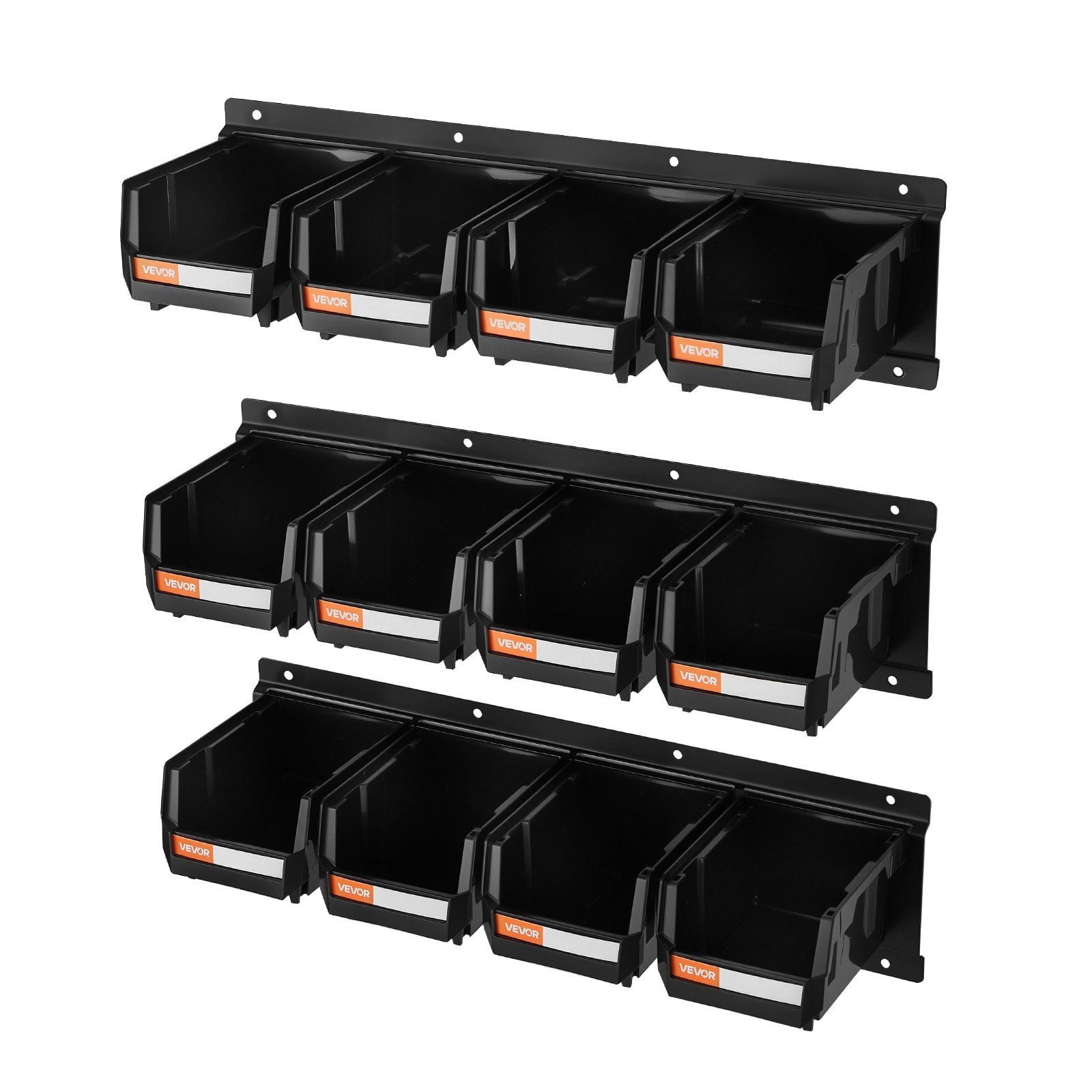 Adjustable Wall Rack with 12 Removable Bins, 3-Tier Metal Rails for ...