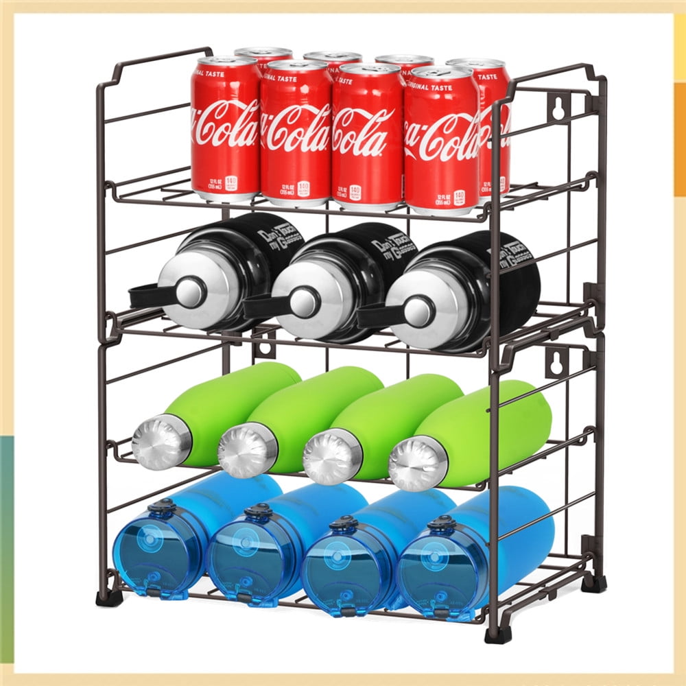 Adjustable Water Bottle Organizer Holder, 2-Tier 2 Pack Stackable Wall ...