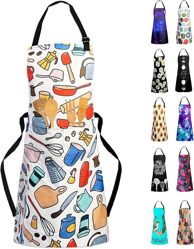 Adjustable Waterproof Apron Bib Apron with 2 Pockets Cooking Kitchen ...