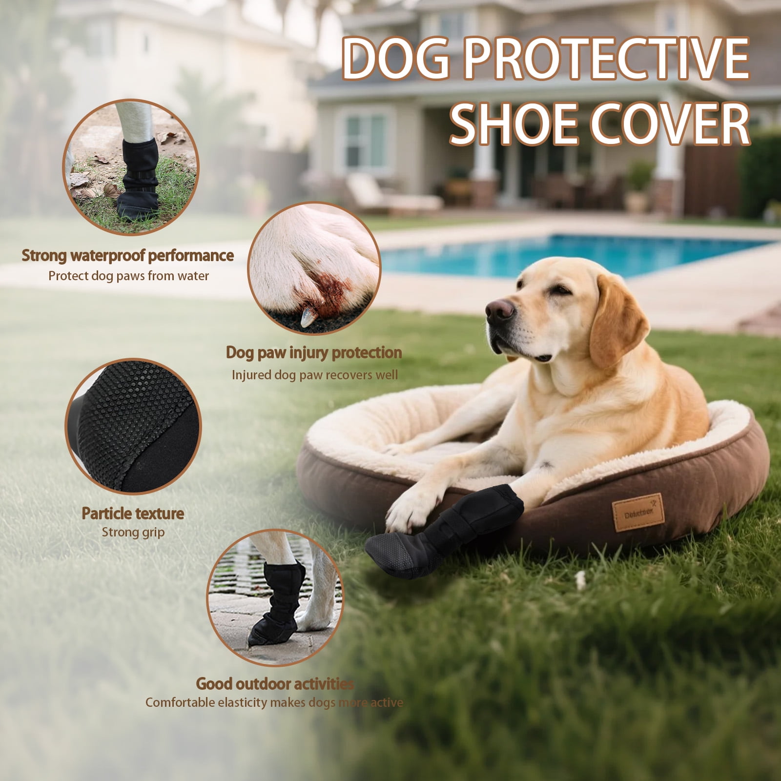 Adjustable Waterproof Dog Boots with Non-Slip Sole, Reflective Straps ...