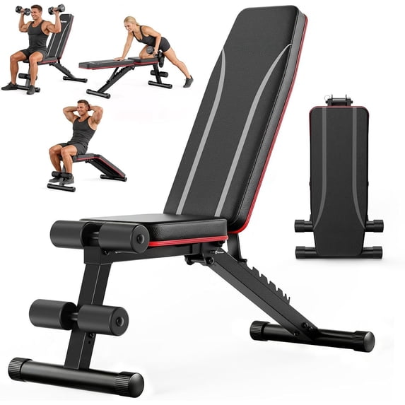 Adjustable Weight Bench 660LBS, Foldable Incline Decline Bench for Gym ...
