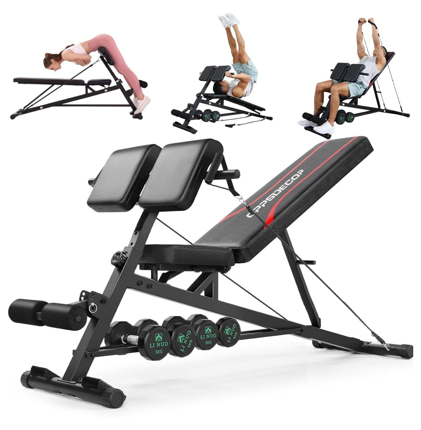 Adjustable Weight Bench with Hyper Back Extension, Preacher , Chair, Ab ...
