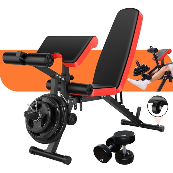 Adjustable Weight Bench with Leg Extension and Leg Curl, 800 LBS Heavy ...