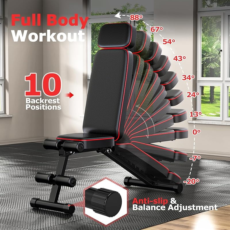 Adjustable Weight Bench with Leg Extension and Preacher Pad, 800lbs Workout Bench for Home Gym ...