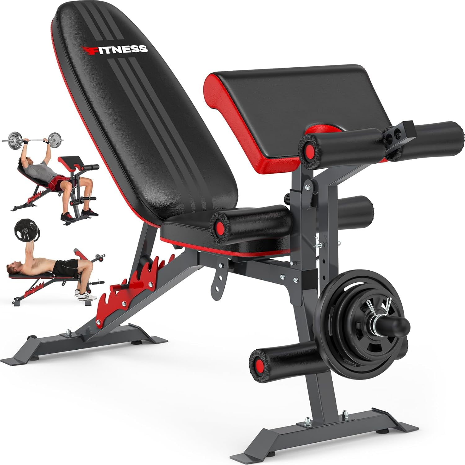 Adjustable Weight Bench Press, 800lbs Load Workout Bench for Home Gym, Weight Bench with Leg ...