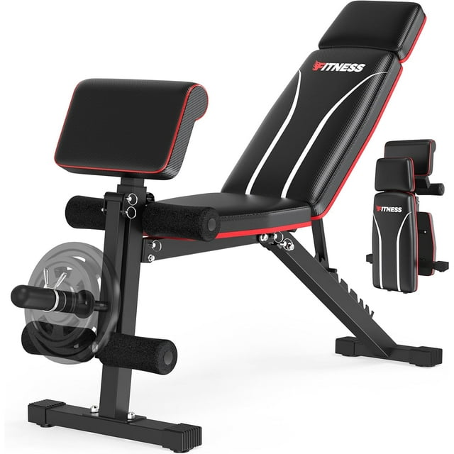 Adjustable Weight Bench, Workout Bench Press for Home Gym w/Leg Extension, Preacher Pad ...