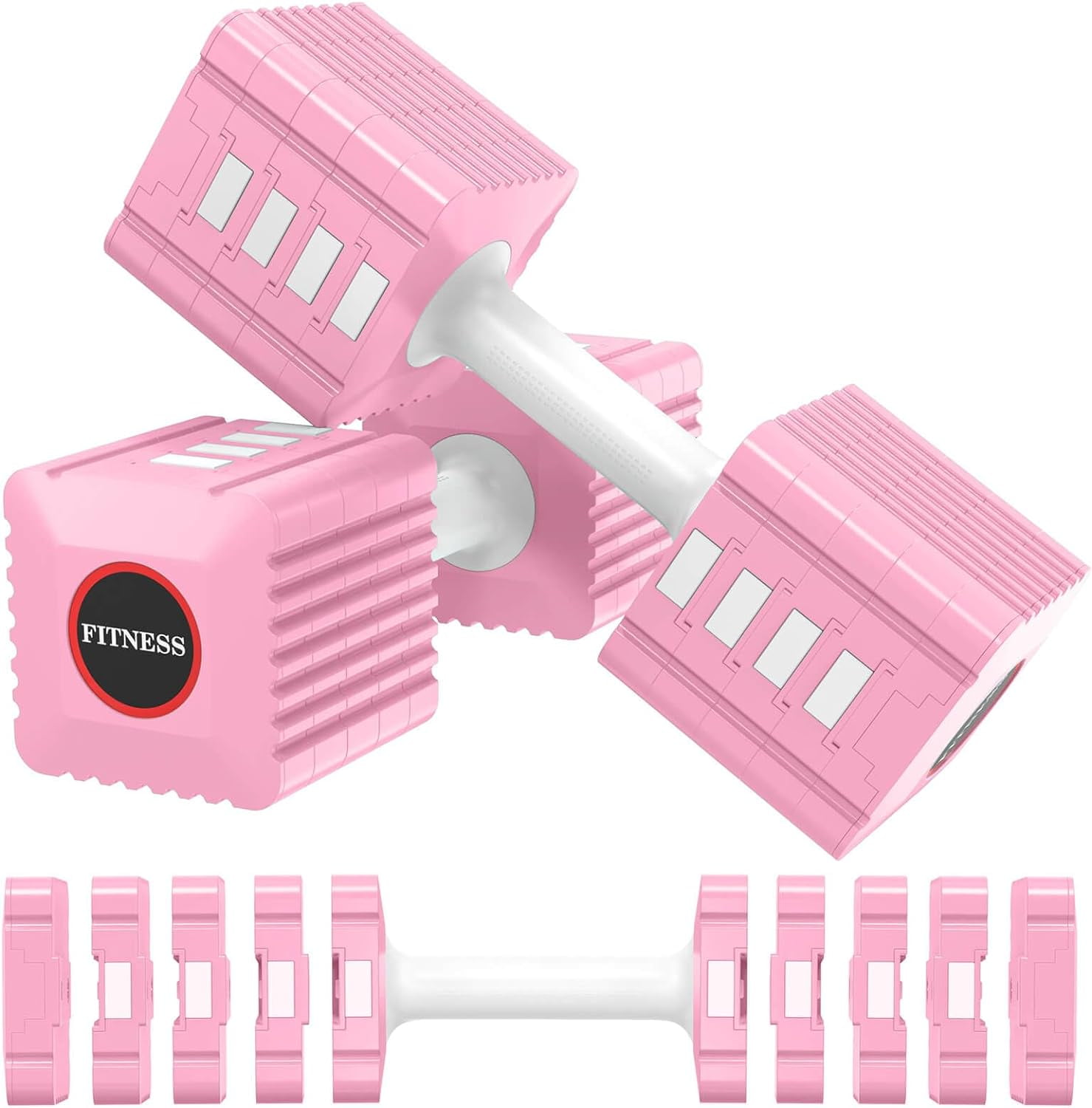 Adjustable Weight Dumbbells Set of 2, 3.4lb/5.7lb/8lb/10.3lb/12.6lb ...