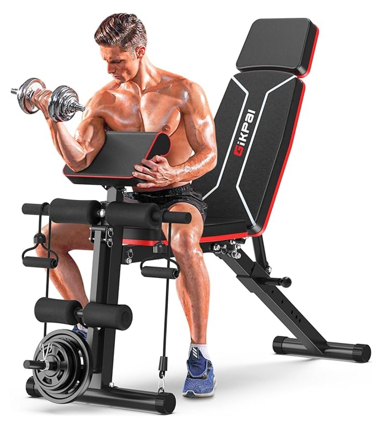 Adjustable Weight - Press for Full Body Workout, Foldable Workout for ...