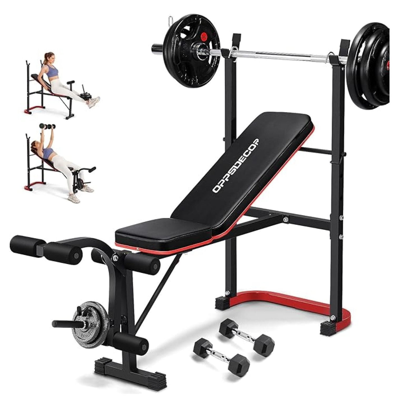 Adjustable Weight Set 661LBS, 8 in 1 Squat Rack, Leg Extension Workout ...