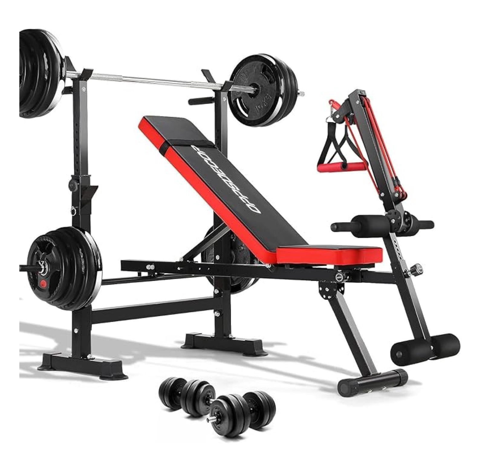 Adjustable Weight Set With Removable Rowing Leg Catch, 600LBS Foldable ...