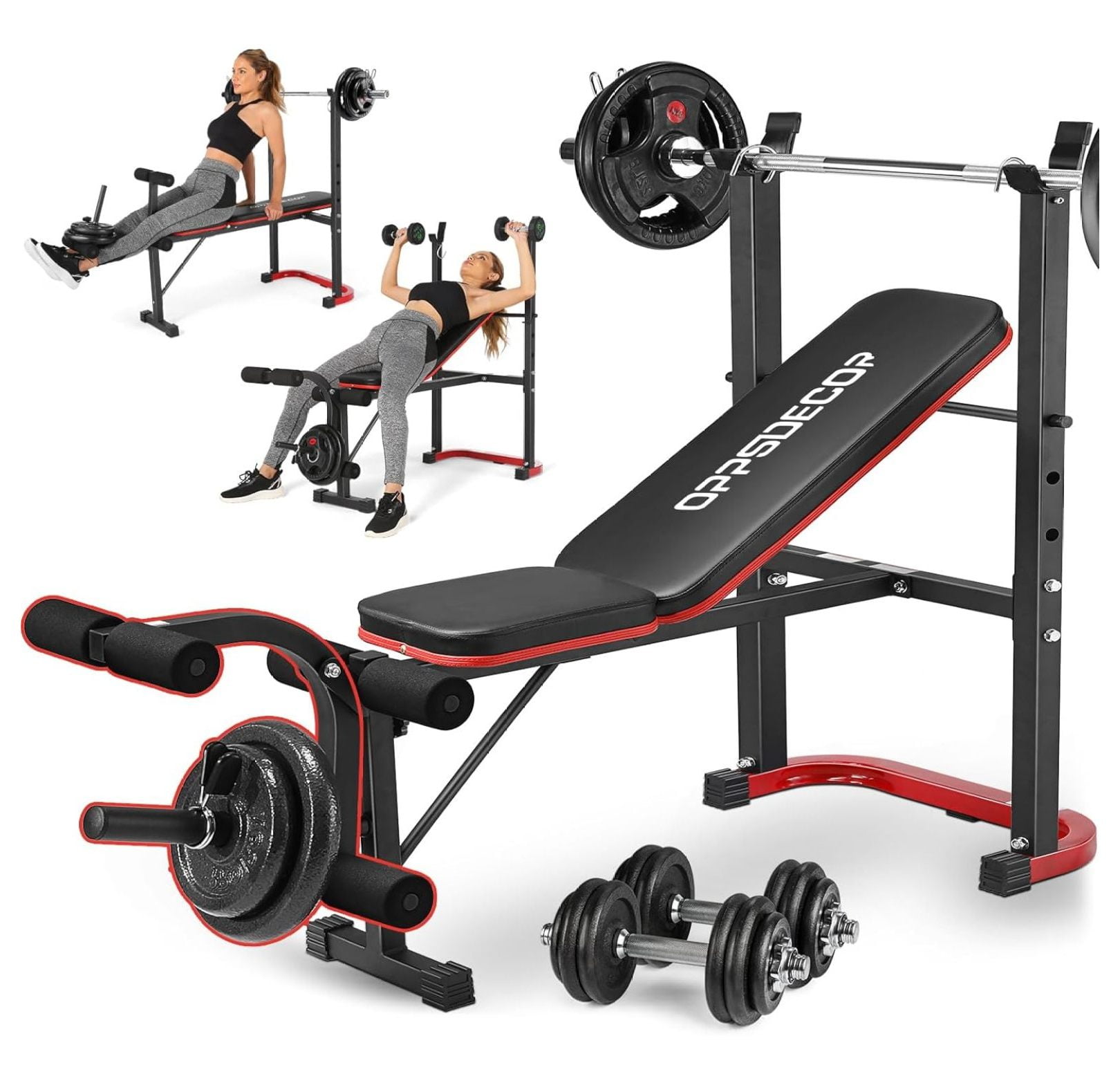 Adjustable Weight Set with Leg Developer & Preacher Pad, Full Body ...