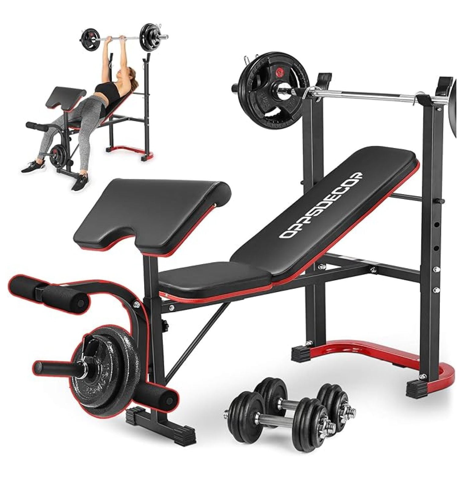 Adjustable Weight Set with Leg Developer & Preacher Pad, Full Body ...