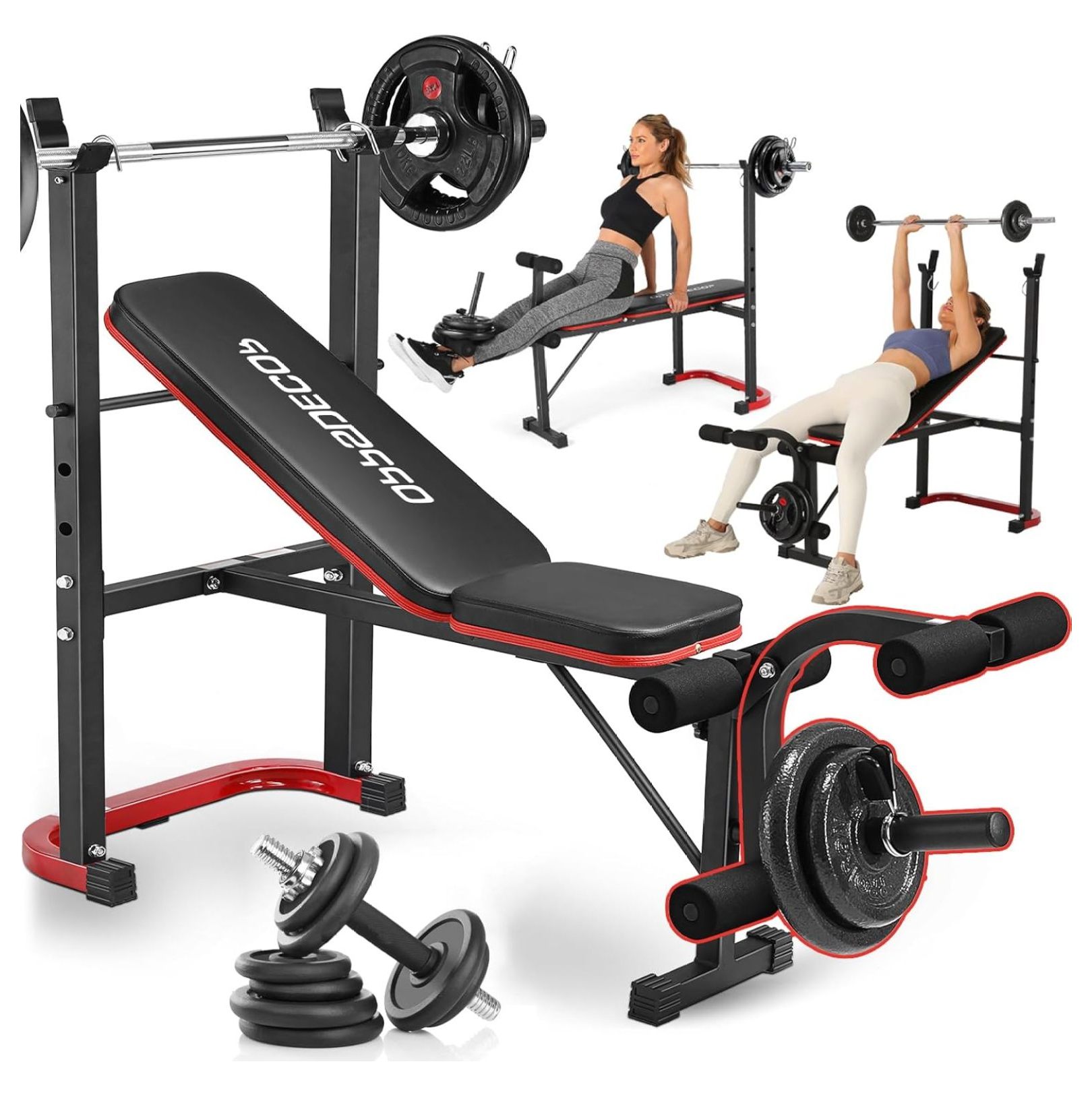 Adjustable Weight Set with Leg Developer & Preacher Pad, Full Body ...