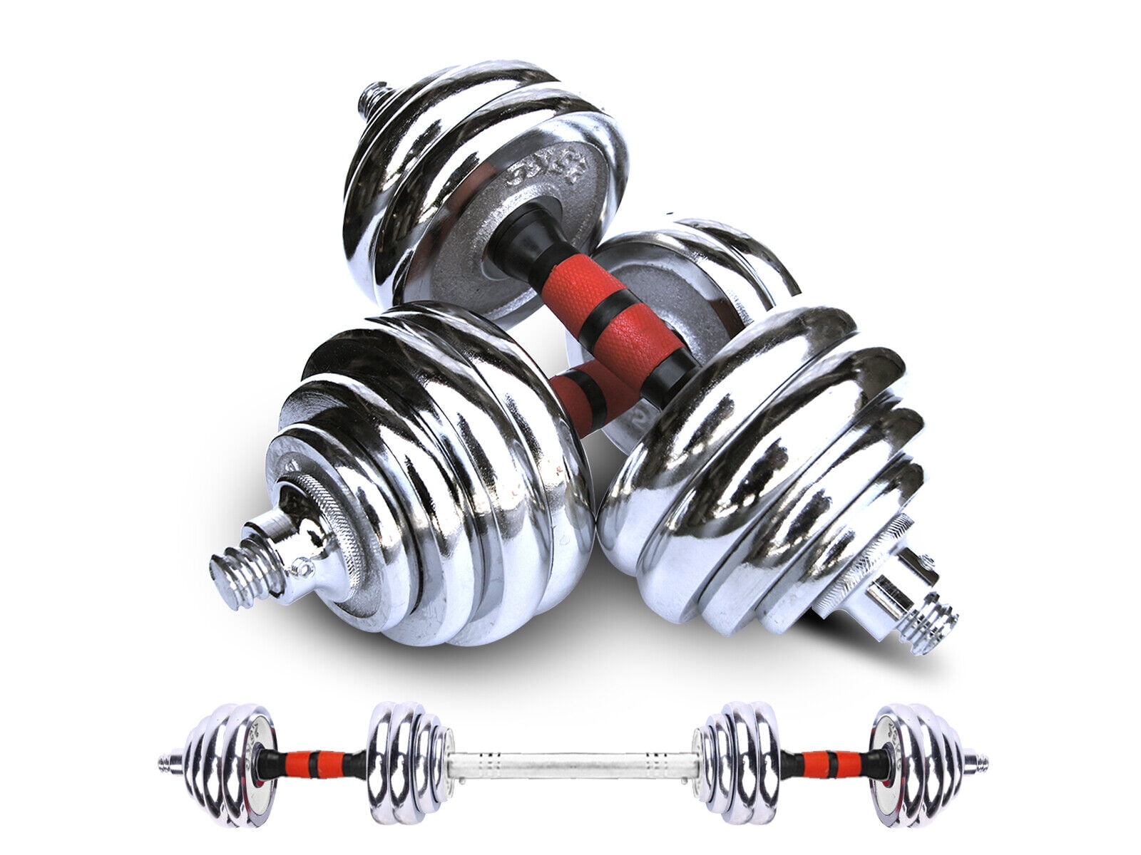 Adjustable Weight To 66 lbs Cast Iron Dumbbell Barbell Set Home Gym ...
