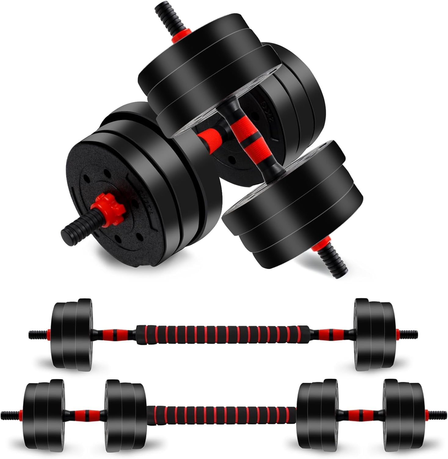 Adjustable Weights Dumbbells Set 44Lbs, 3 in 1 Dumbbells Barbell Set ...
