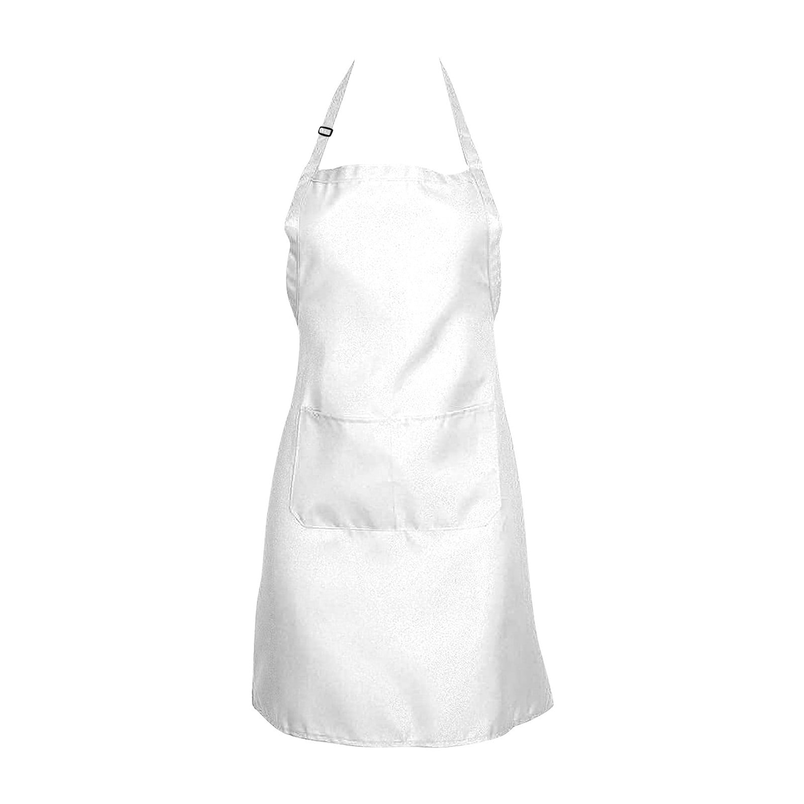 Adjustable White Kitchen Apron with Pocket, Waterproof Cooking Apron ...
