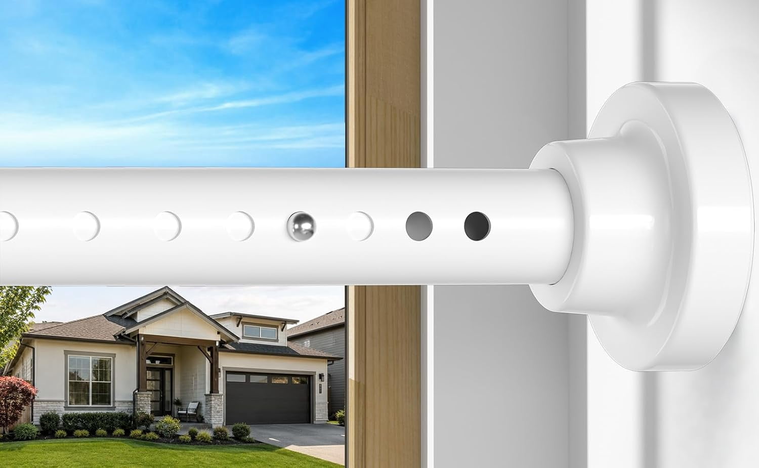 Adjustable White Tension Curtain Rod 40-183 Inch Non-Slip Spring Rod ...