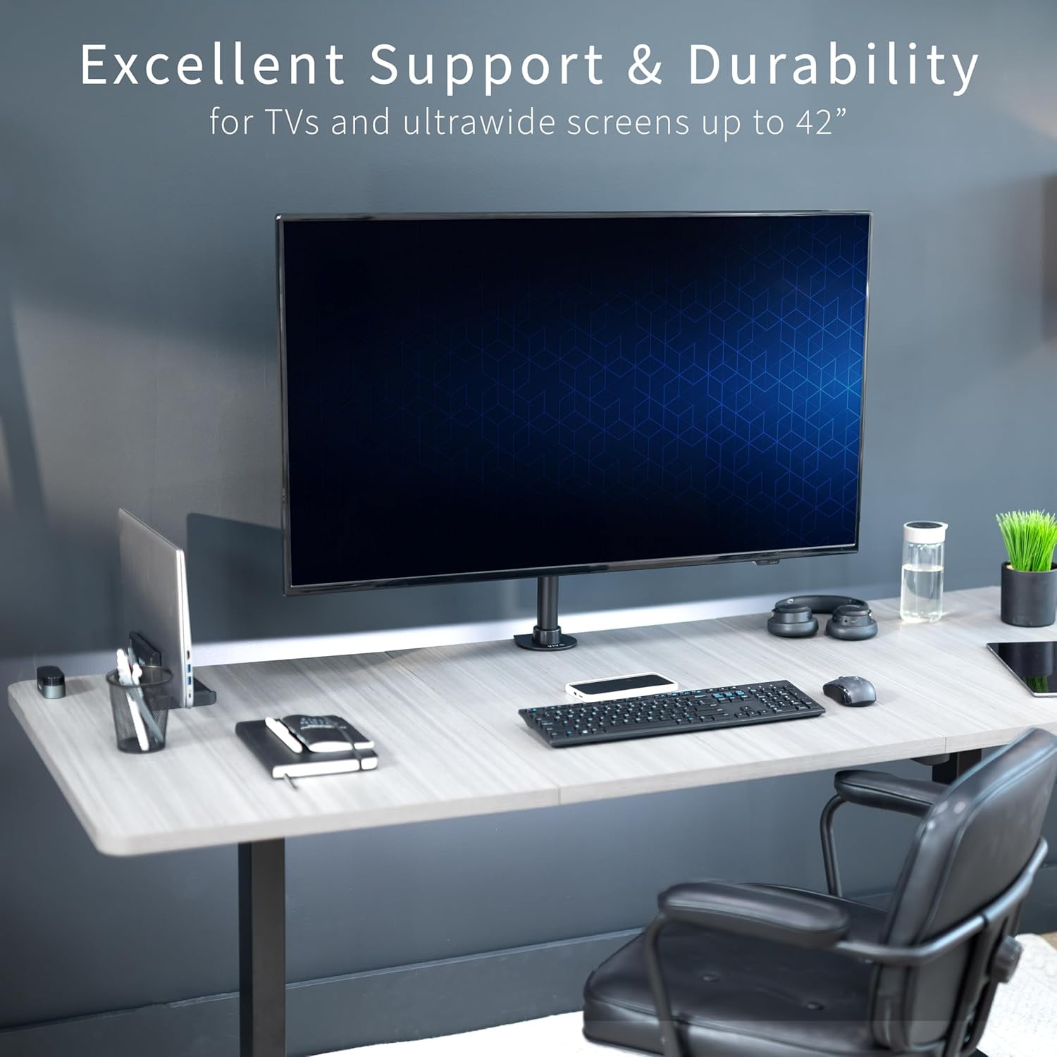Adjustable Wide Screen Desk Mount for 42" TVs & Monitors, Black STAND ...