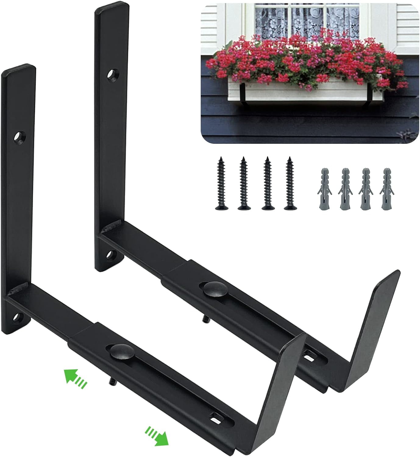 Adjustable Window Box Bracket 4 Pack, Heavy Duty Planter Box Bracket ...
