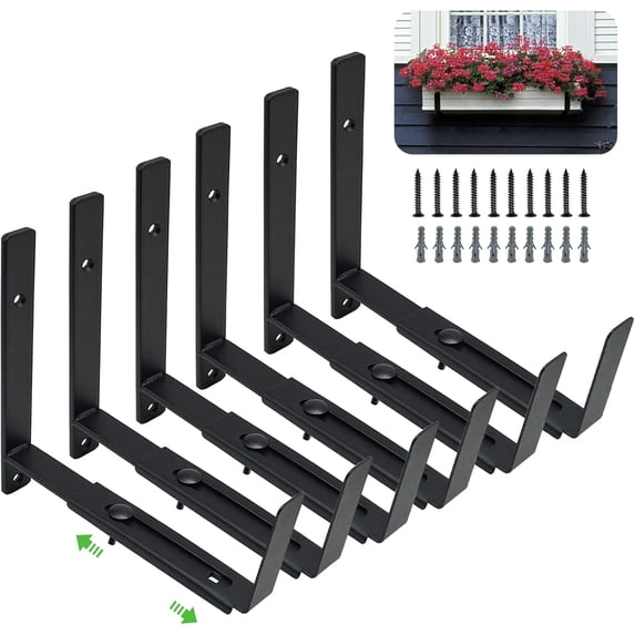 Adjustable Window Box Bracket 6 Pack, Heavy Duty Planter Box Bracket ...