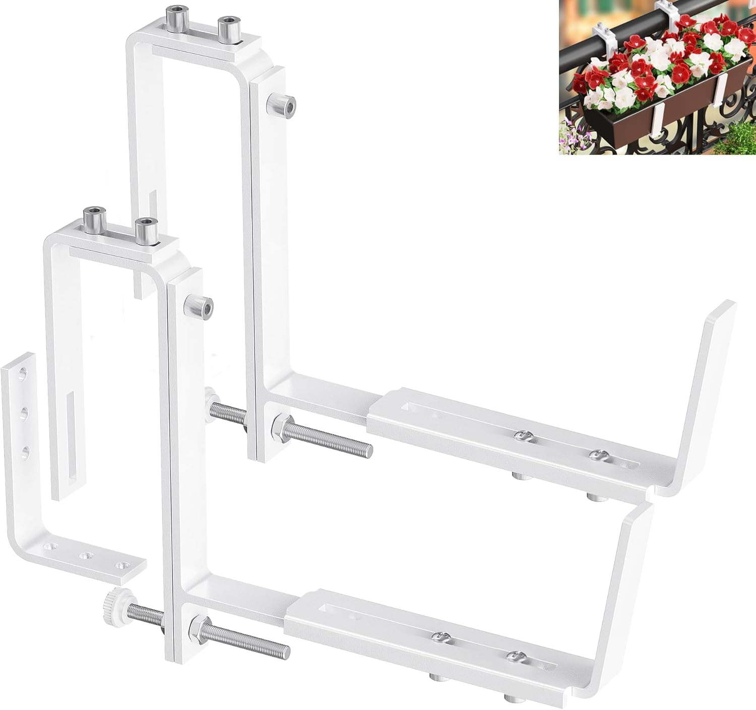 Adjustable Window Box Brackets Heavy Duty Iron Flower Box Planter , 2 ...