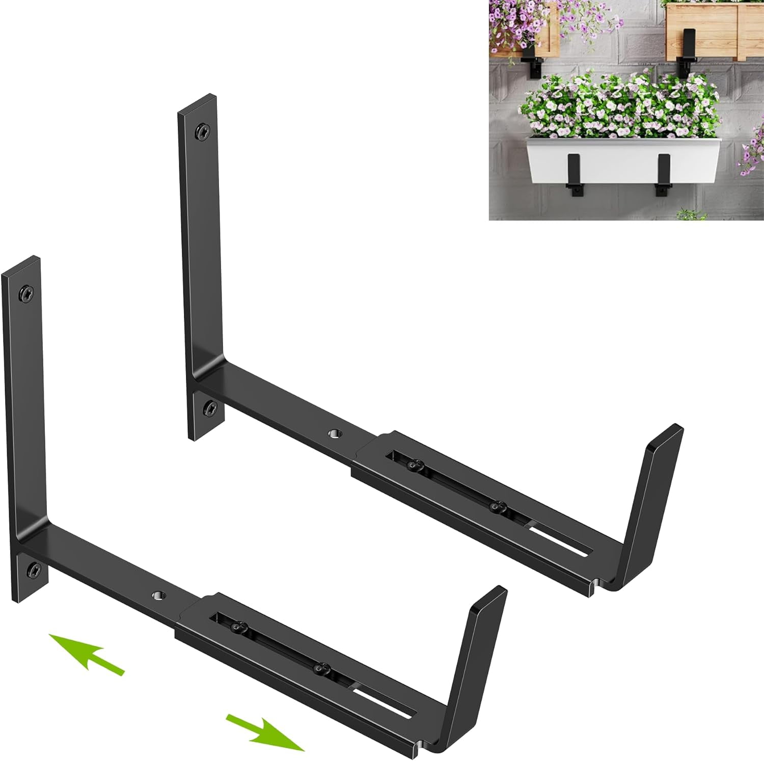 Adjustable Window Box Brackets for Planter Box, Heavy Duty Wall Mounted ...