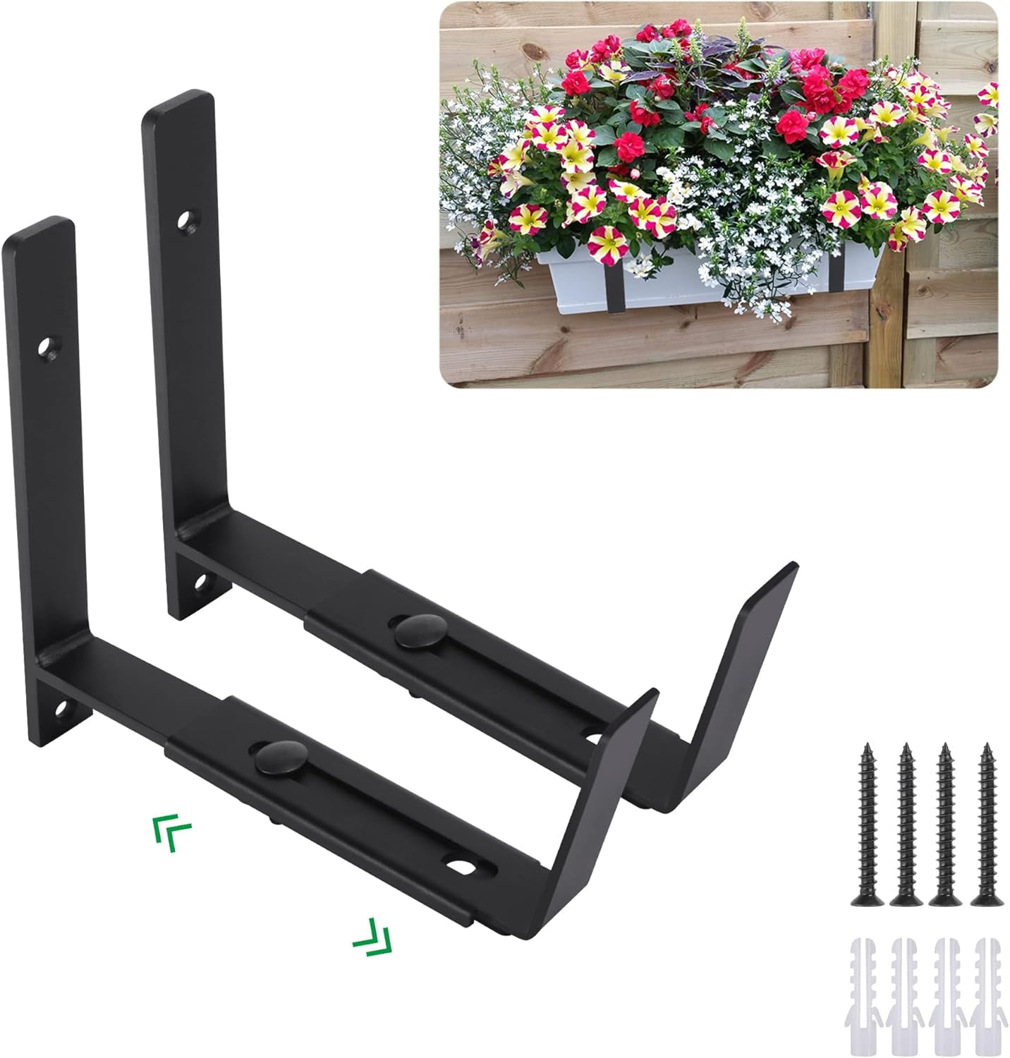Adjustable Window Planter Box Brackets 6 Pack, Heavy Duty Wall Mount ...