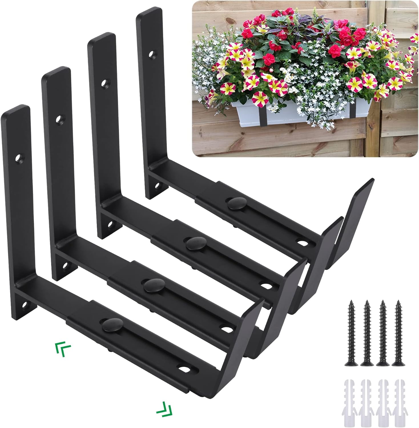 Adjustable Window Planter Box Brackets 6 Pack, Heavy Duty Wall Mount ...