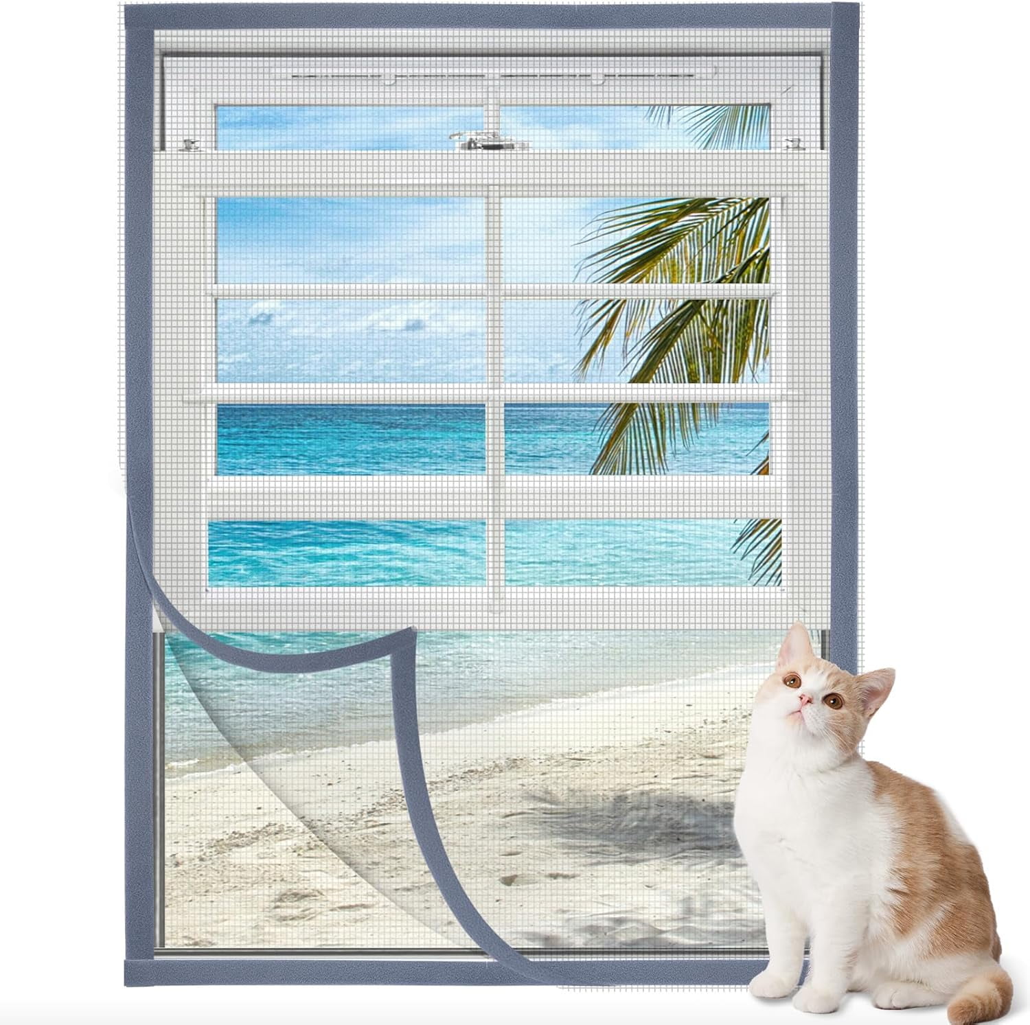 Adjustable Window Screen, Max 51"x 59" Easy Install Self-Adhesive ...