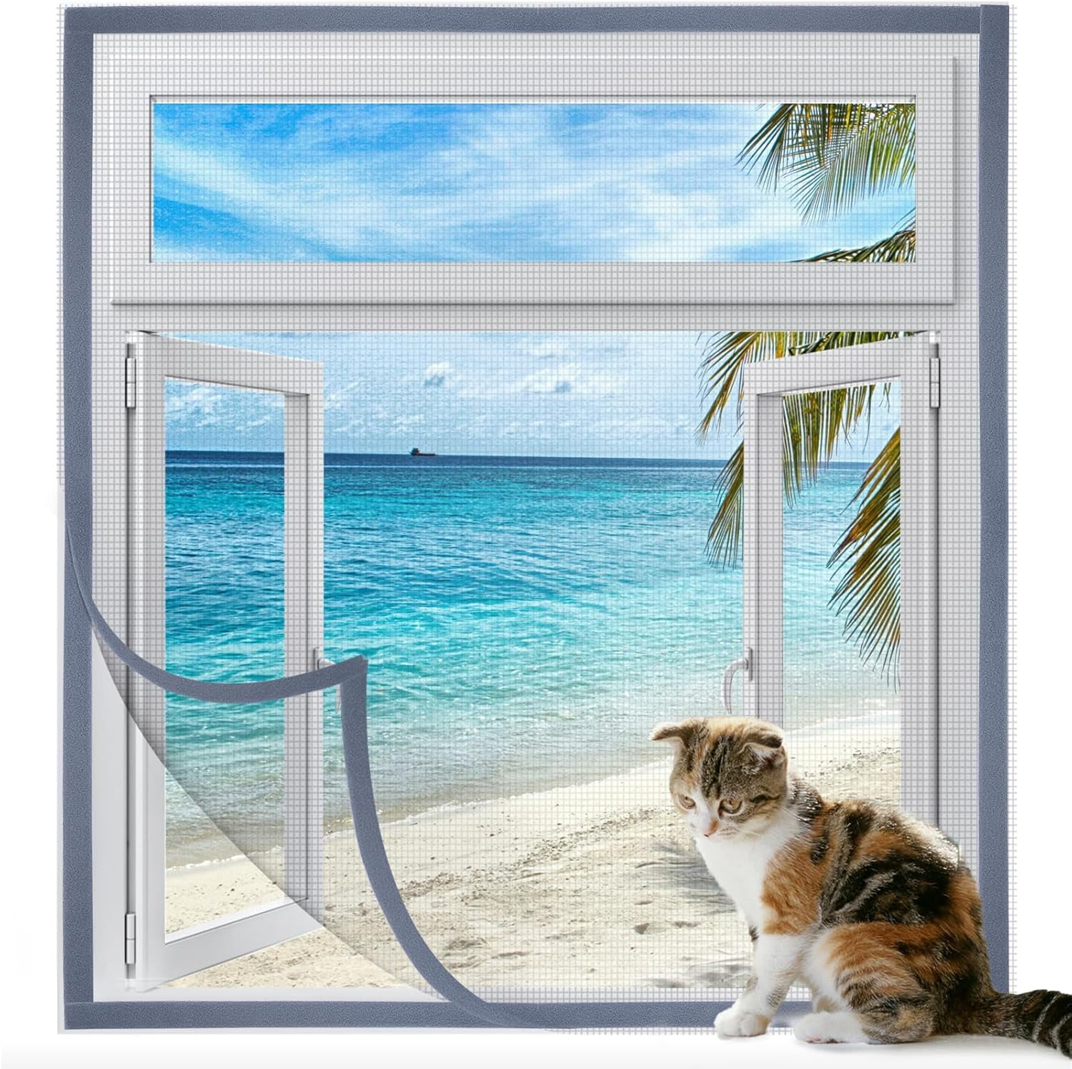 Adjustable Window Screen, Max 51"x 59" Easy Install Self-Adhesive ...