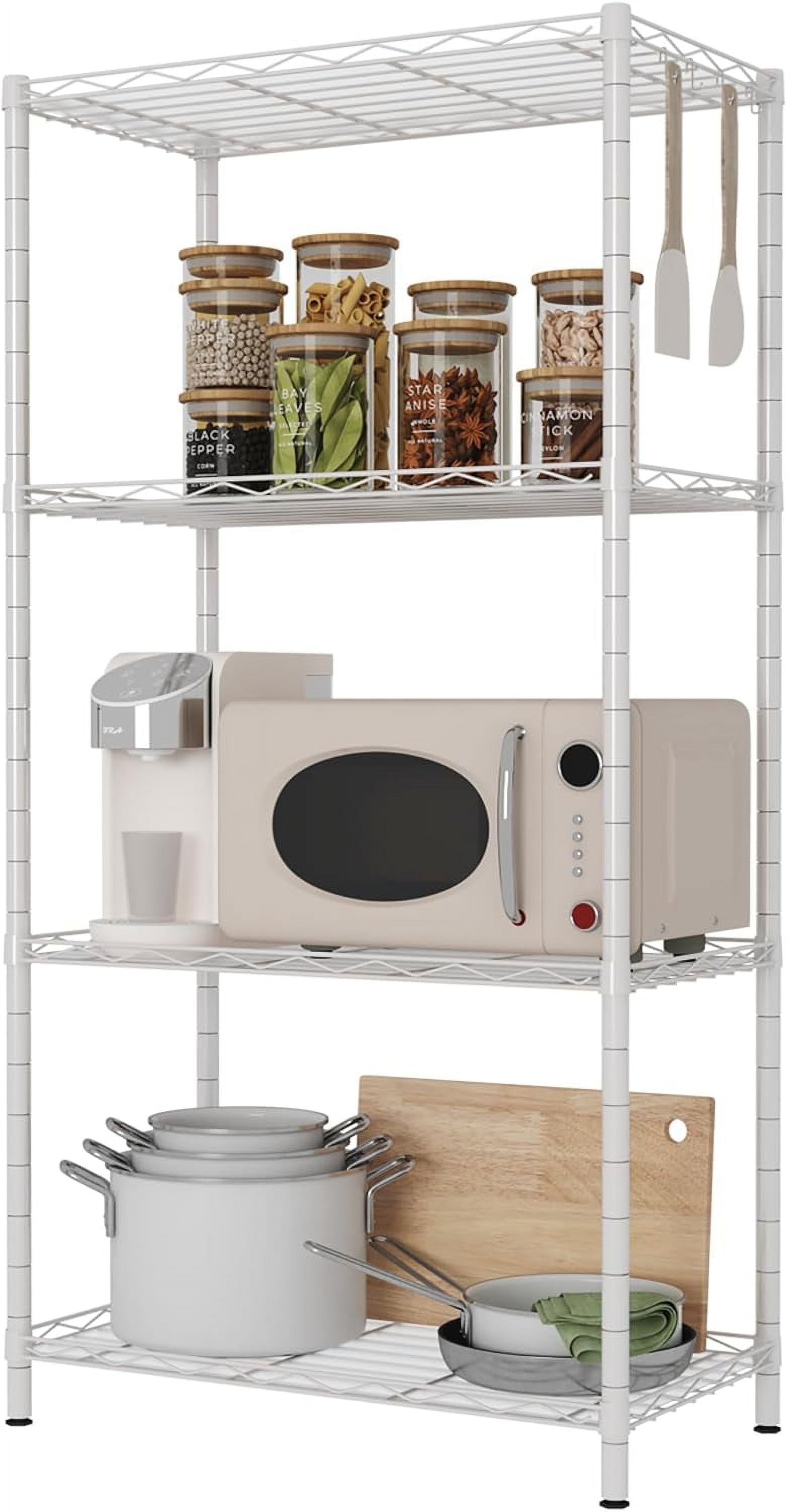 Adjustable Wire Shelving Unit, 4-Shelf Metal Wire Shelf with Liners and ...